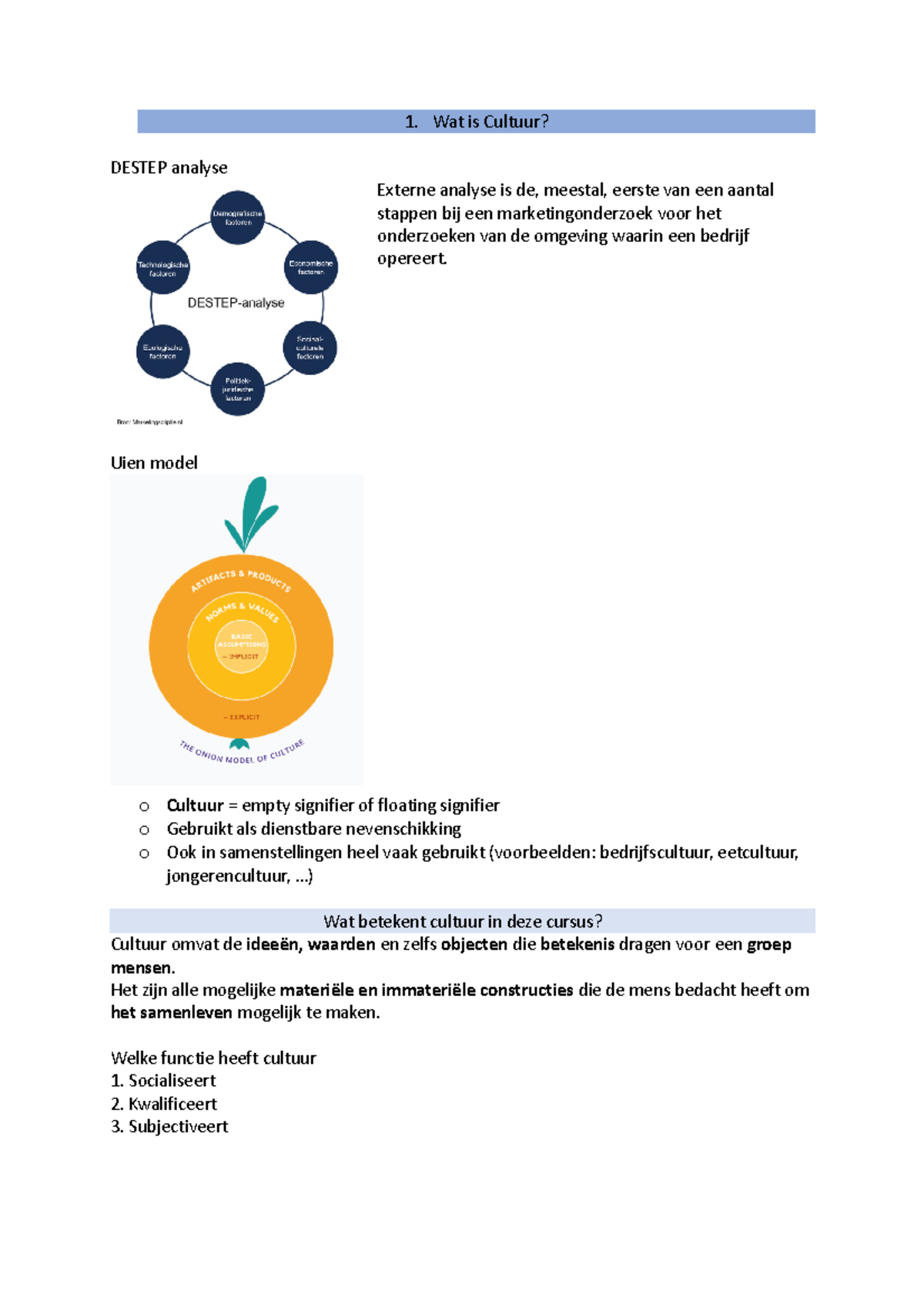 Wat is Cultuur - Wat is Cultuur? DESTEP analyse Externe analyse is de ...