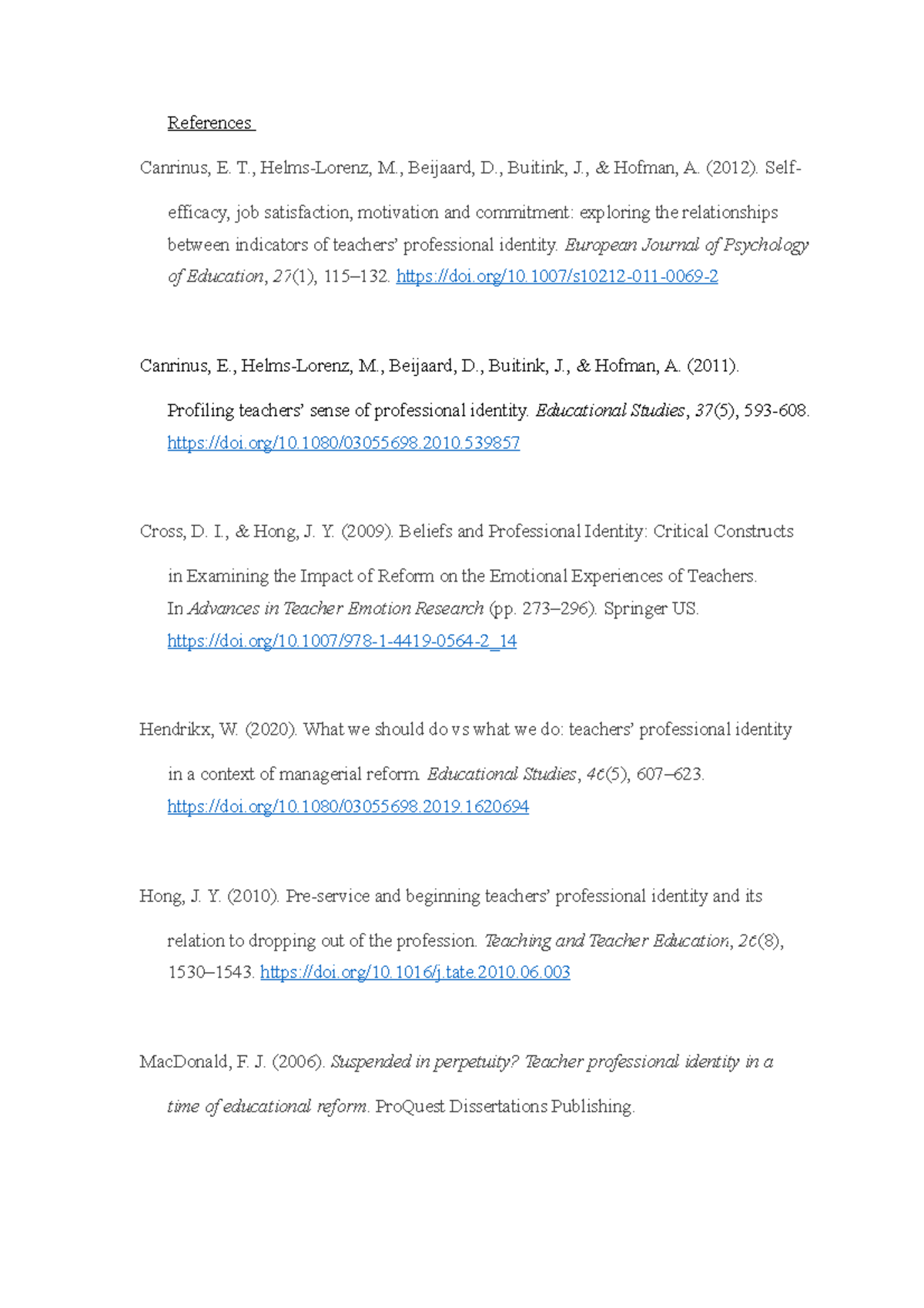 Good References for AT - References Canrinus, E. T., Helms-Lorenz, M ...