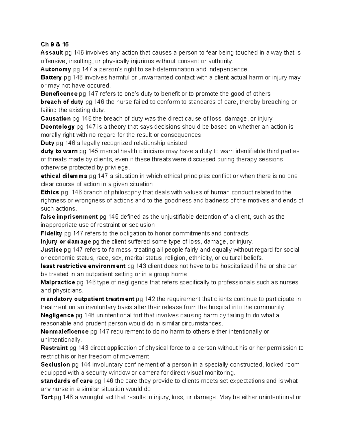 Chapter 9 & 16 psych definitions - Ch 9 & 16 Assault pg 146 involves ...
