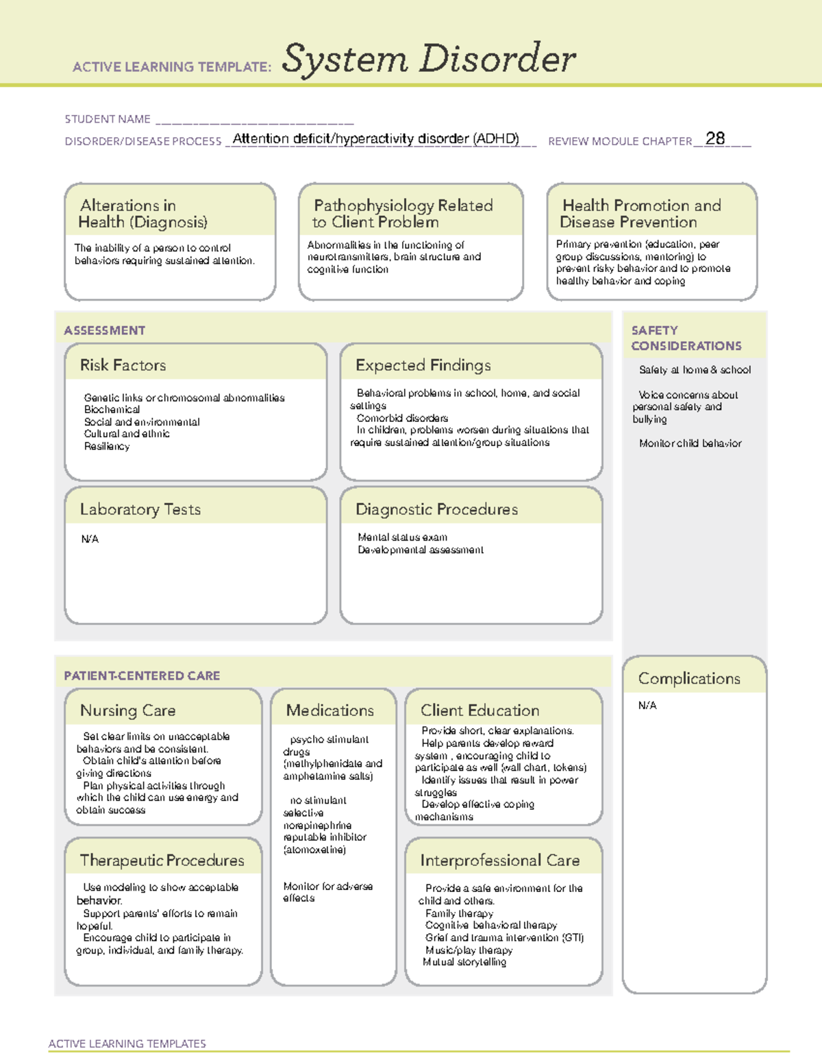 System Disorder ATI - ####### ACTIVE LEARNING TEMPLATES System Disorder ...