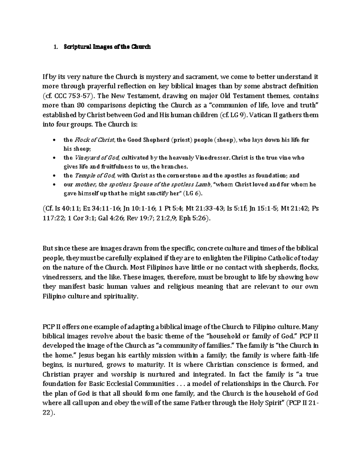 Images of the Church - Theology - Scriptural Images of the Church If by ...