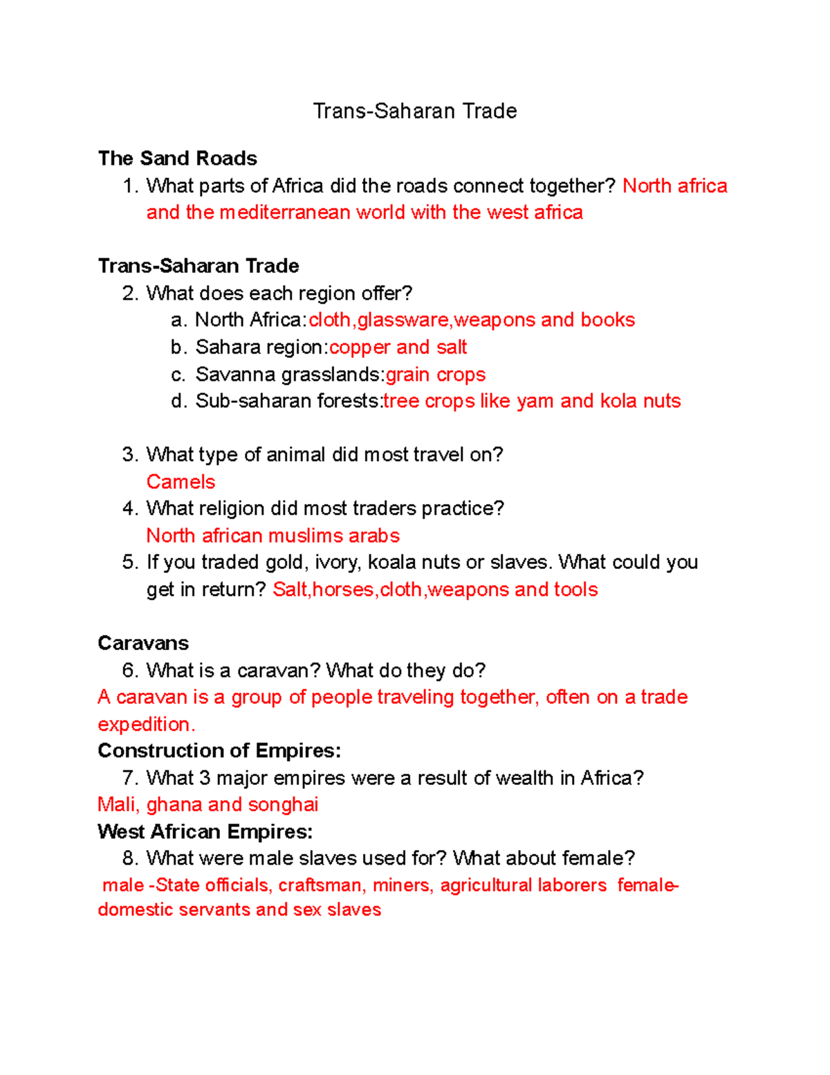 Copy of Trans-Saharan Trade - Trans-Saharan Trade The Sand Roads 1 ...