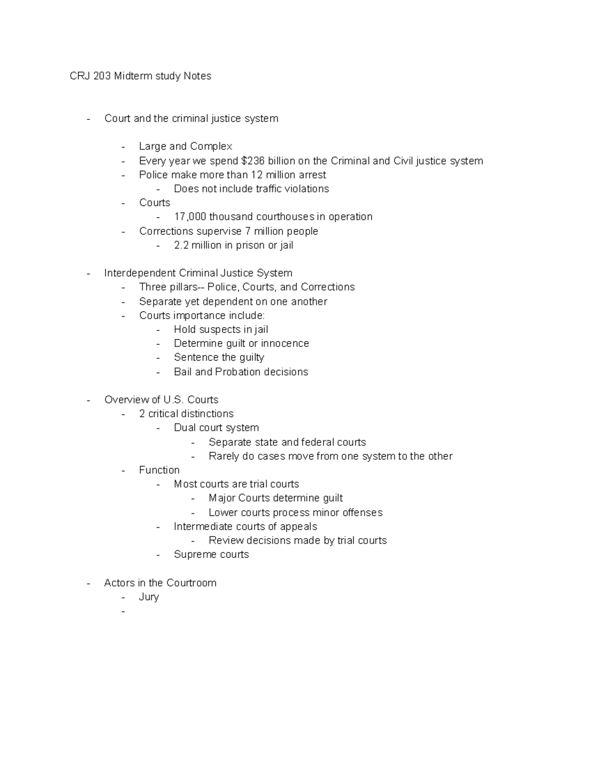 CRJ 203 Midterm study Notes - CRJ 203 - ASU - Studocu