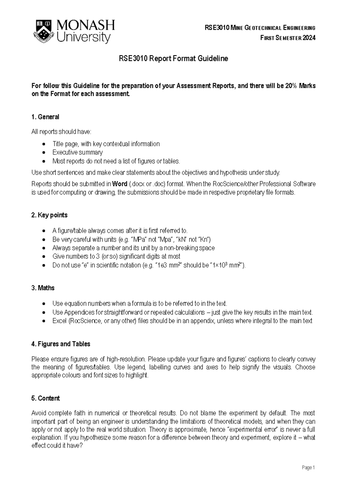 RSE3010 Assignment 1 Report Guideline and Marking Rubrics - RSE3010 ...