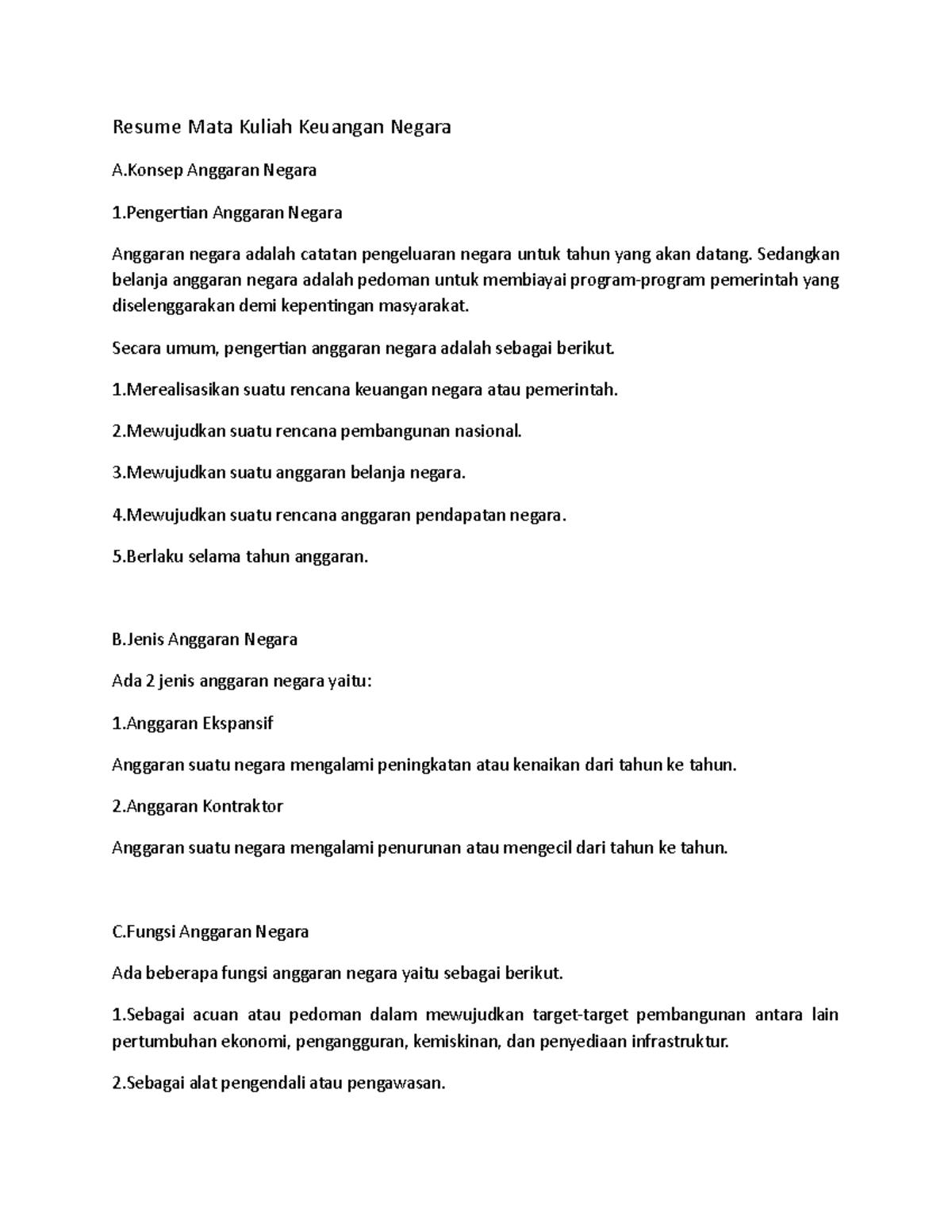 Summary Konsep Anggaran Negara (Mata Kuliah Keuangan Negara) - Resume ...