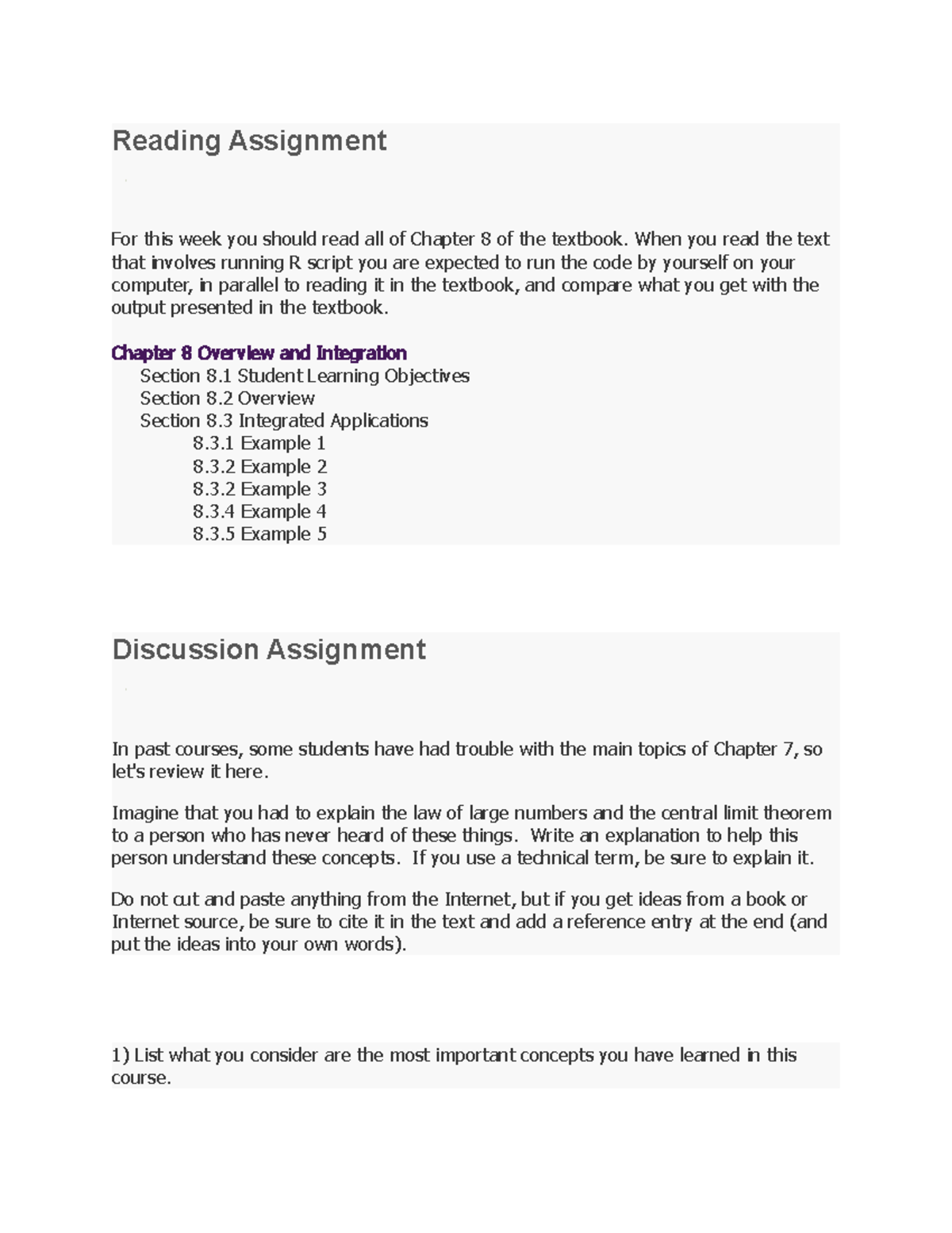 Reading Assignment UNIT 8 MATH 1280 - Reading Assignment For this week ...