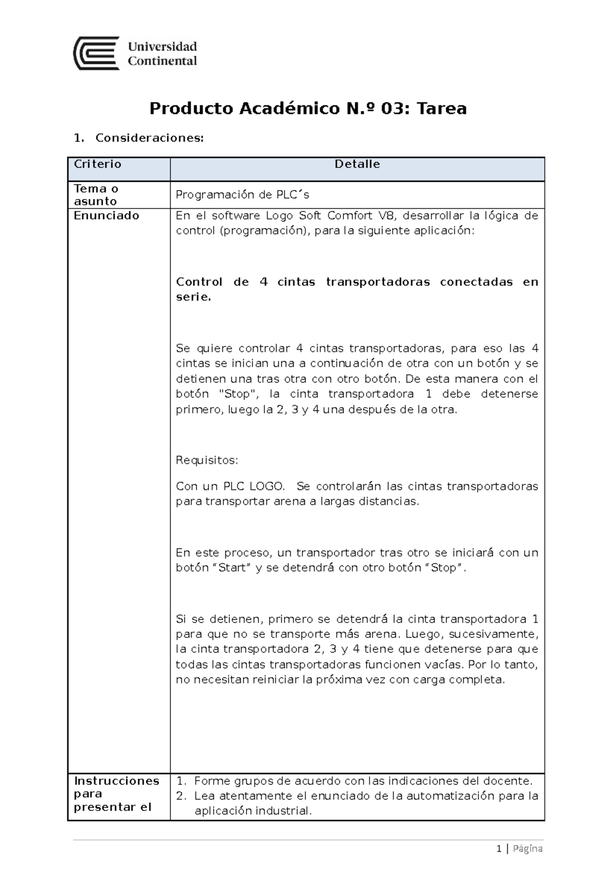 Producto académico 3 2022 20 - Producto Académico N.º 03: Tarea Consideraciones: Criterio ...