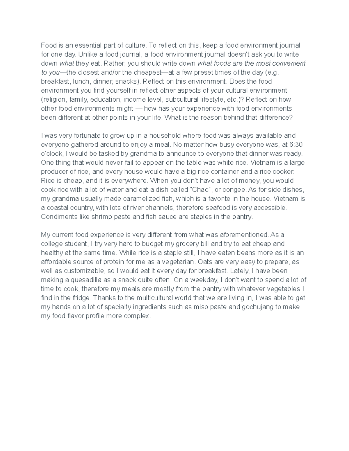 Sociological Inquiry Journal - Food is an essential part of culture. To ...