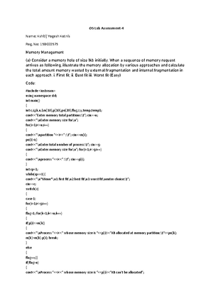 OS LAB EXP 6 SYSTEM CALLS - DHRUV GUPTA 20BPS CSE2005 OS LAB 6: Ex: No ...