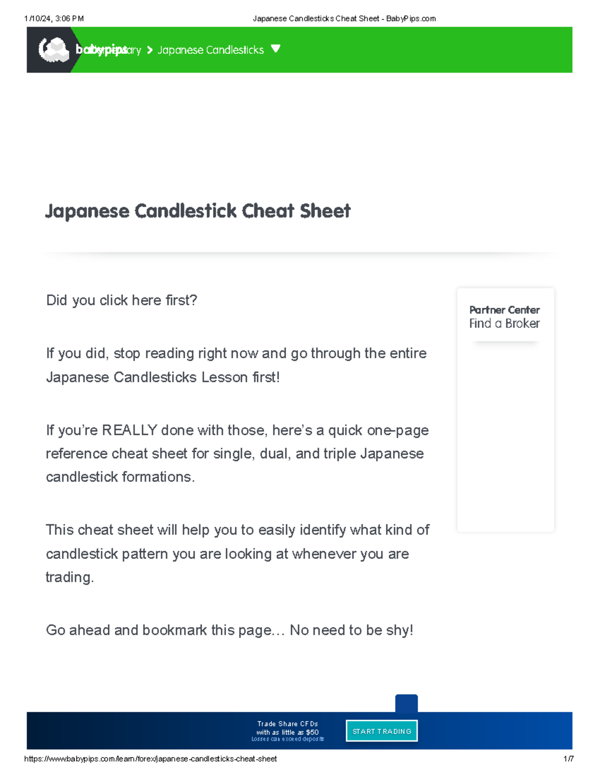 Japanese Candlesticks Cheat Sheet - Baby Pips - Partner Center Find a ...
