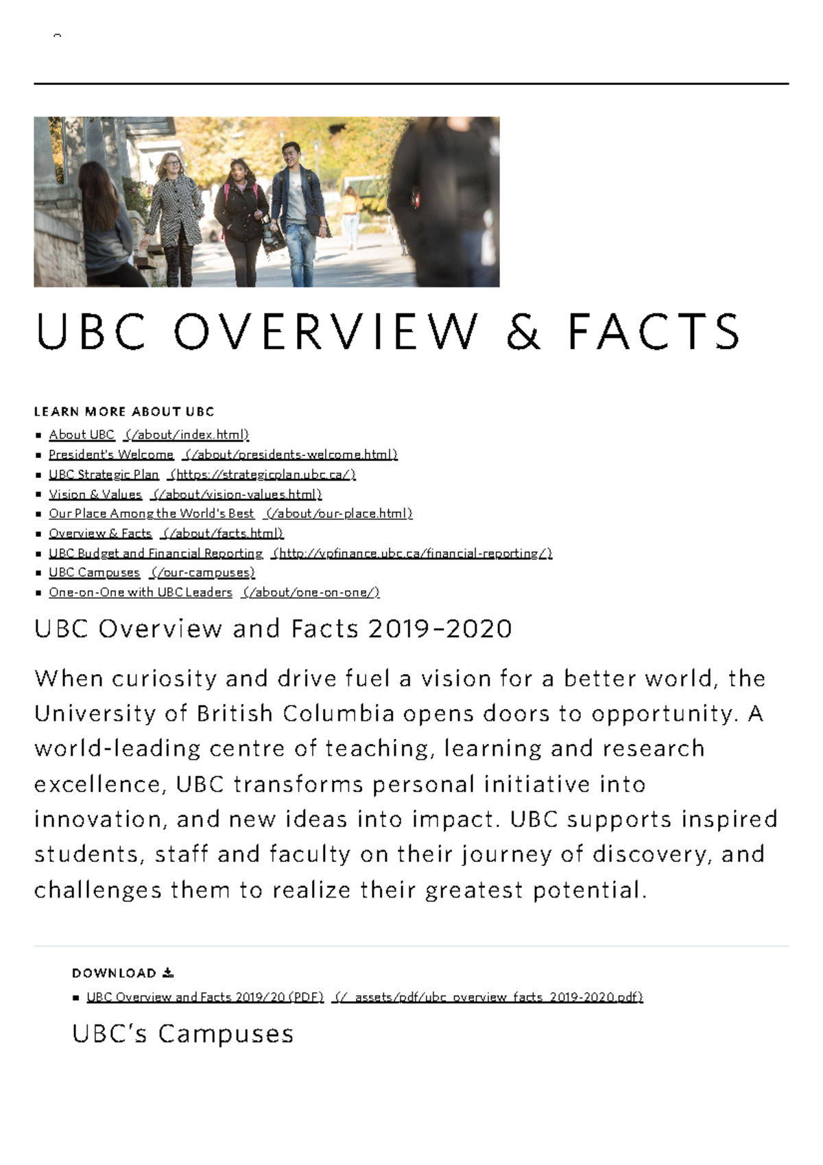 Overview and Facts The University of British Columbia - S UBC OVERVIEW ...