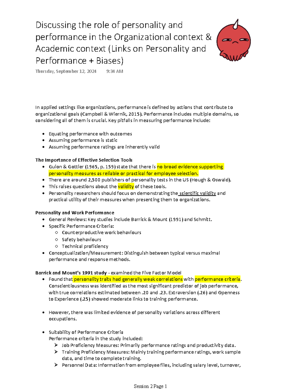PSY391 Session 01 Notes - In applied settings like organizations ...