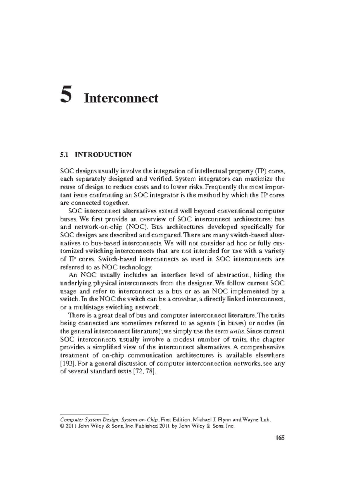 Soca Unit 4 Part A 5 Interconnect 5 Introduction Soc Designs Usually