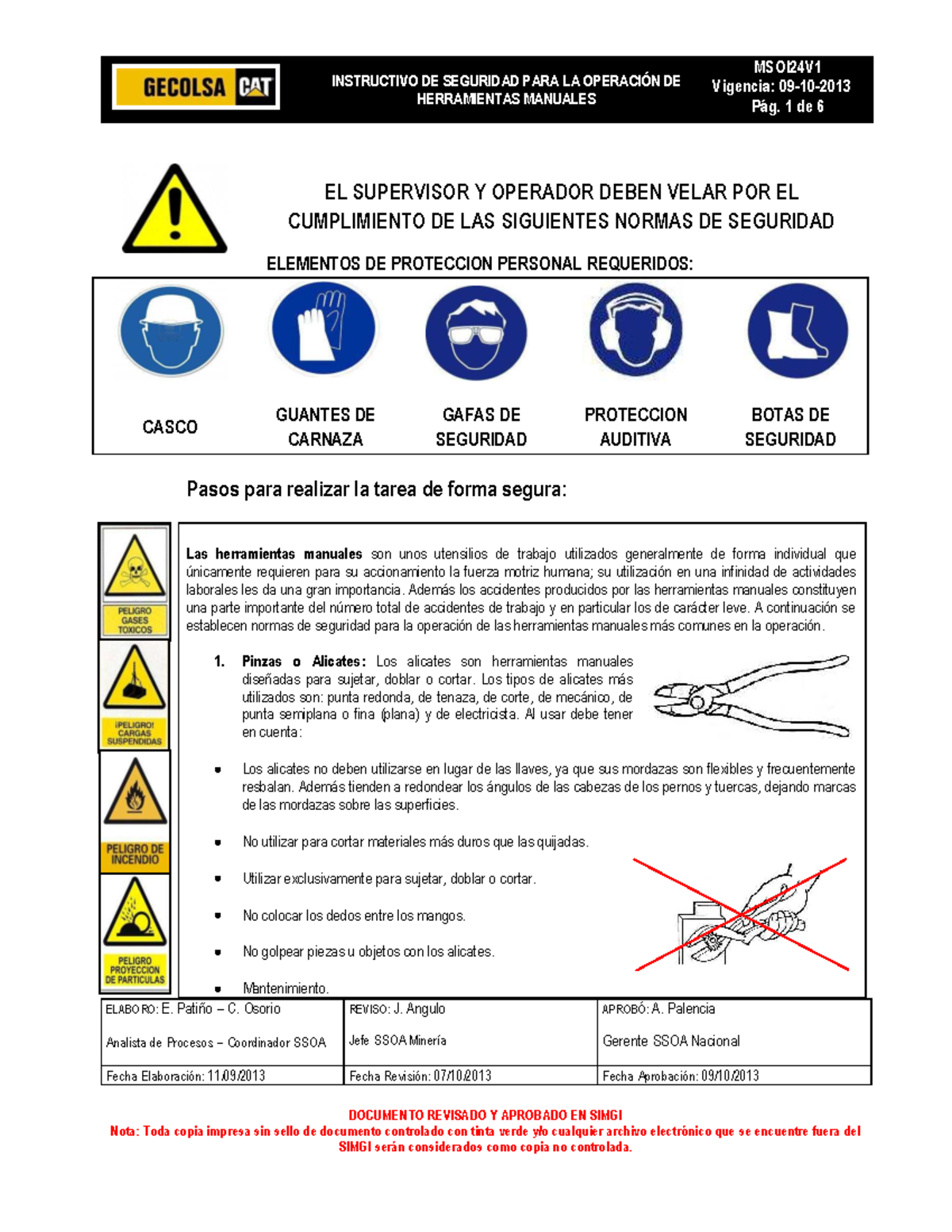 Instructivo DE Seguridad PARA LA Operaci - INSTRUCTIVO DE SEGURIDAD PARA LA OPERACIÓN DE - Studocu