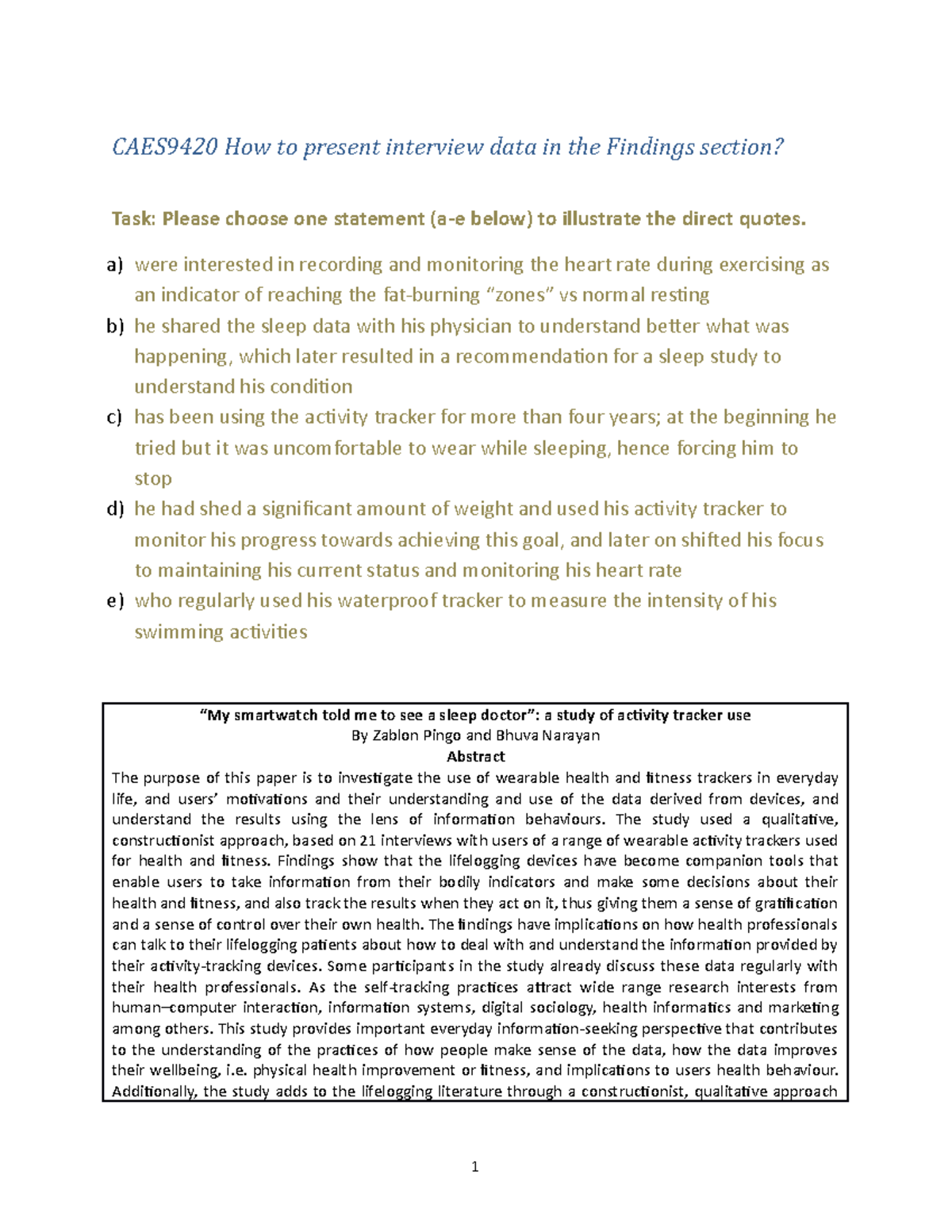 CAES9420 How to present interview data in the Findings section - a ...