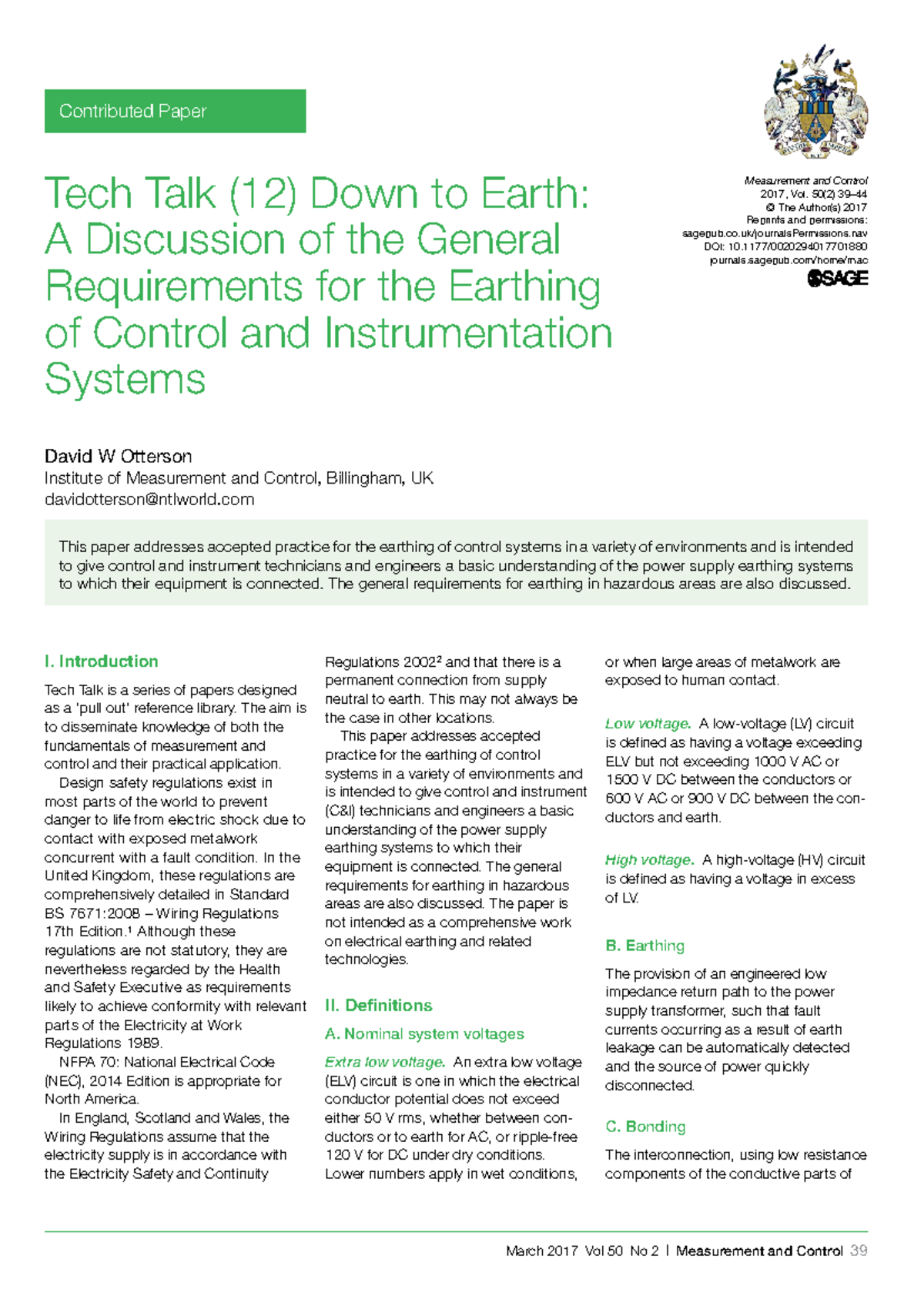 Tech talk 12 down to earth - doi/10.1177/ March 2017 Vol 50 No 2 l ...