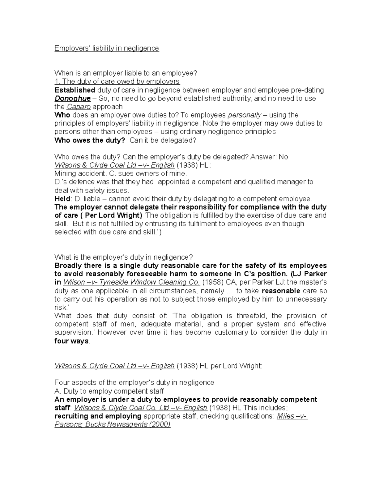 Employers liability - Lecture notes 5 - Employers’ liability in ...