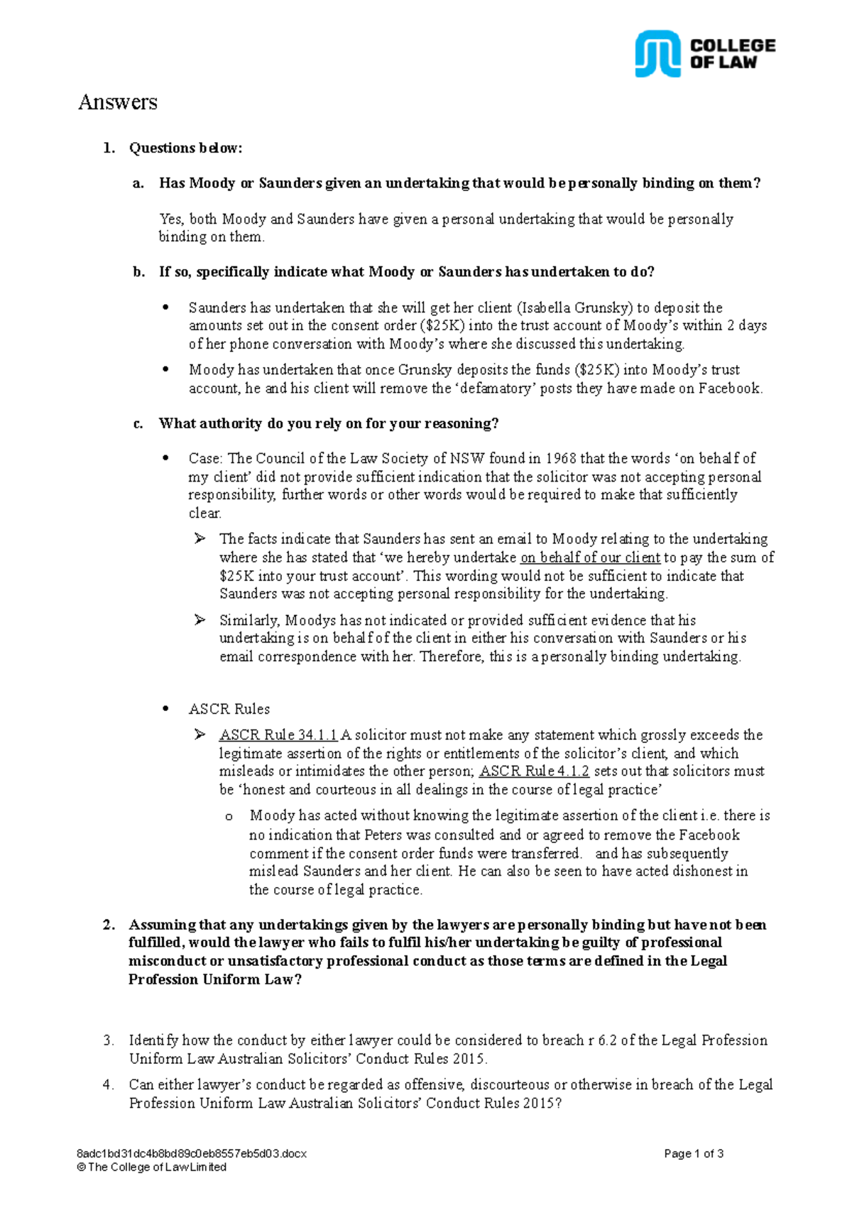 EPR T1 A2 file note template Allstates 2017 01 20 - Answers 1 ...