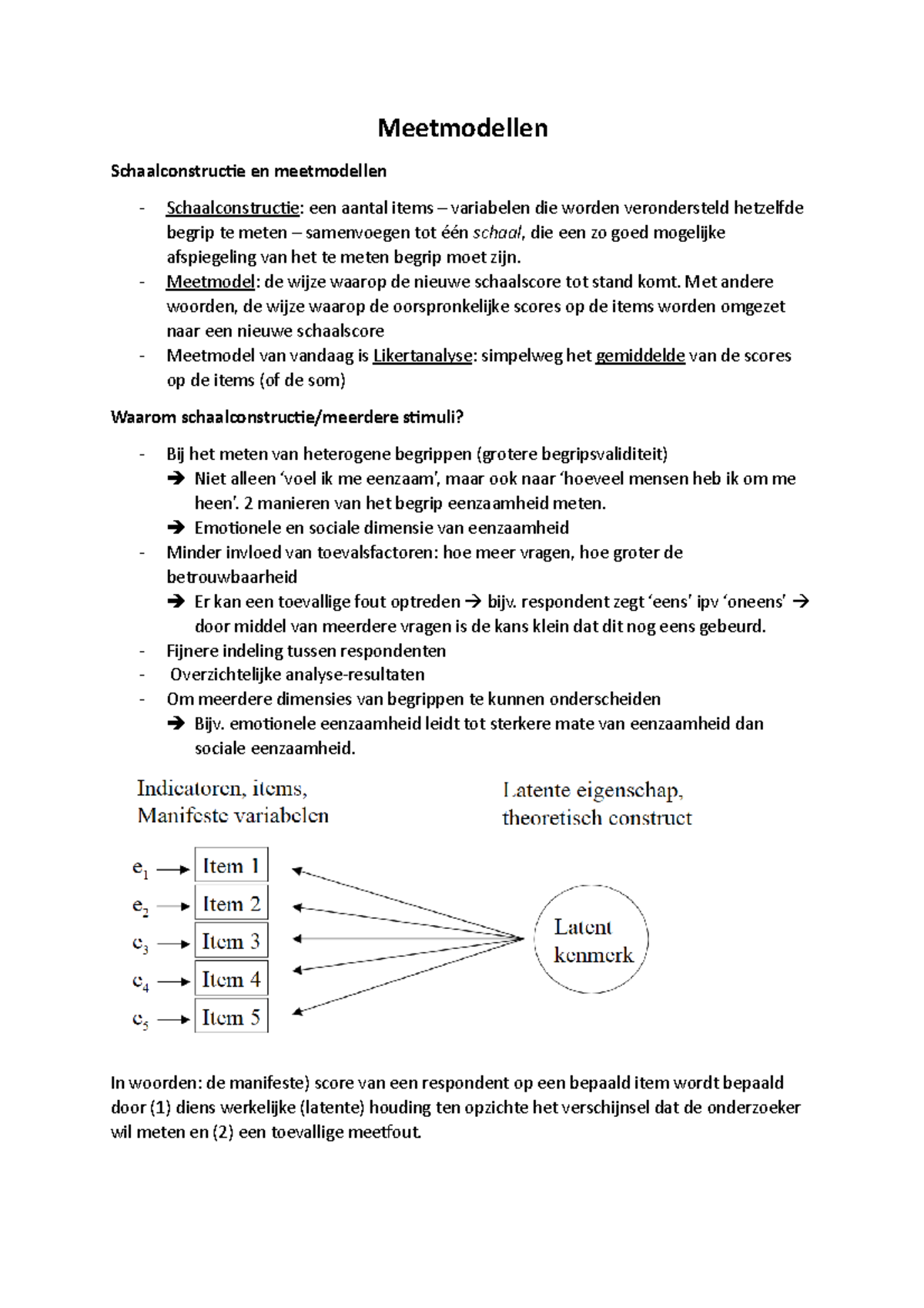 Meetmodellen aantekeningen - Meetmodellen Schaalconstructie en ...