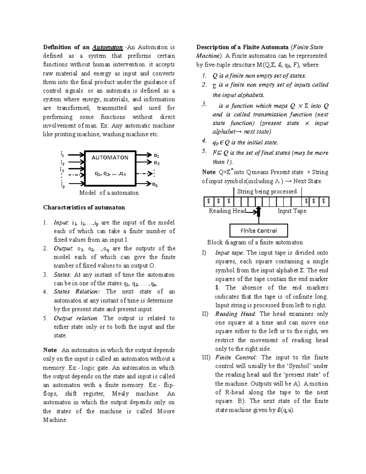 Automata(Etl) - They are very helpful - Definition of an Automaton :-An ...