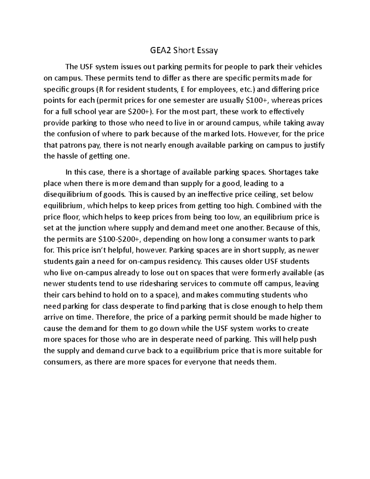 GEA2 Short Essay - Major assignment for the course. - GEA2 Short Essay ...