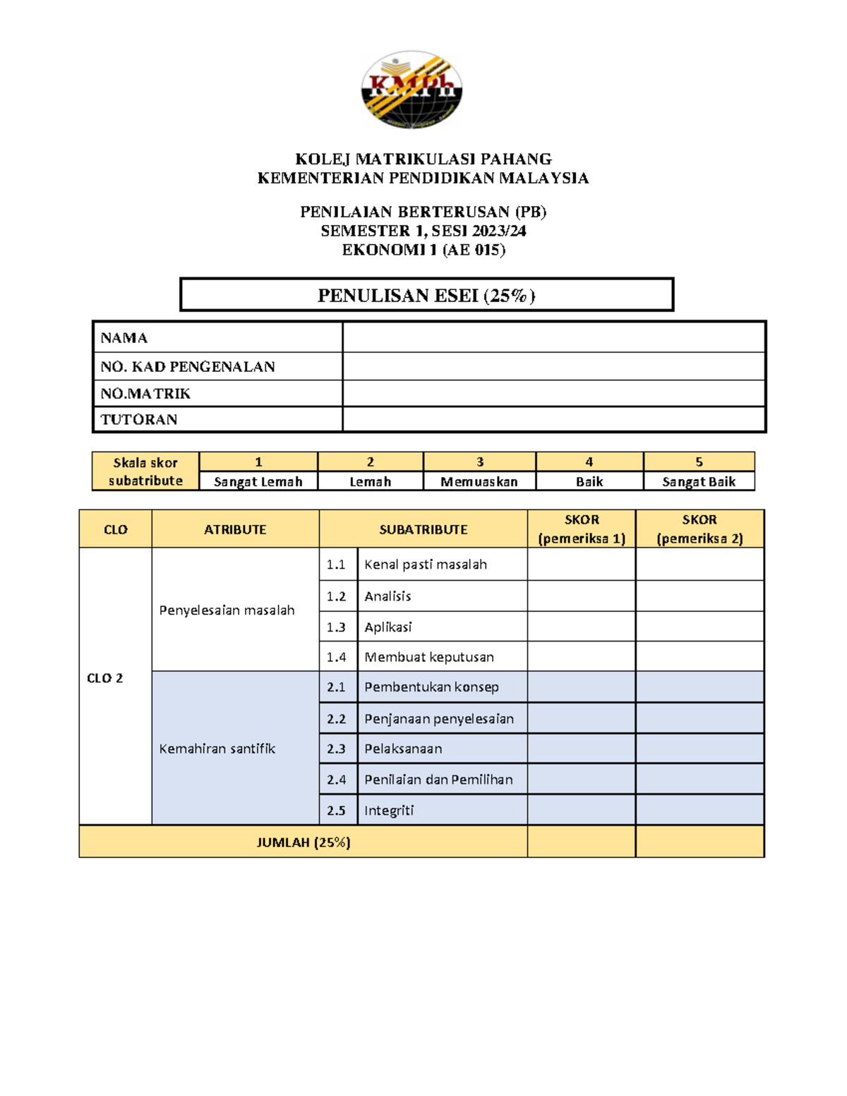 8. cover tugasan 2 ae015 - KOLEJ MATRIKULASI PAHANG KEMENTERIAN ...