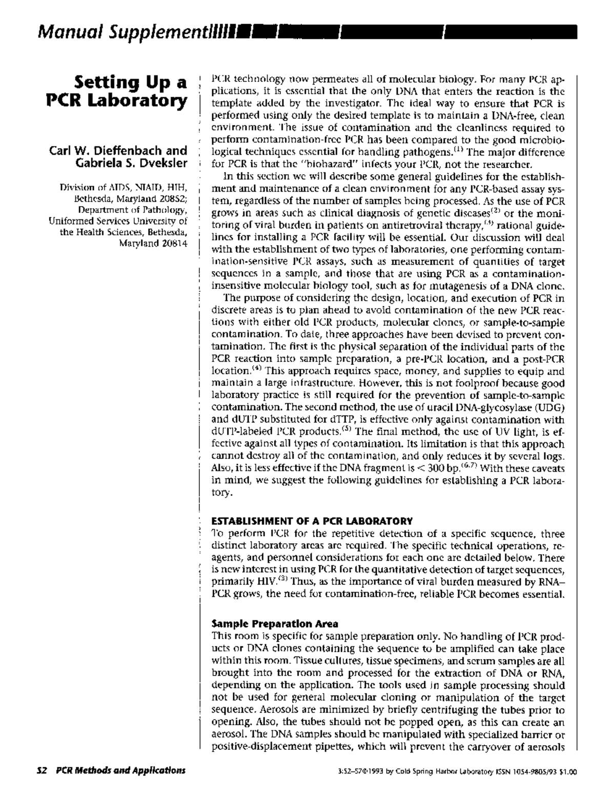 Setting up PCR Laboratory - Manual Supplementllll|ll Setting Up a PCR ...