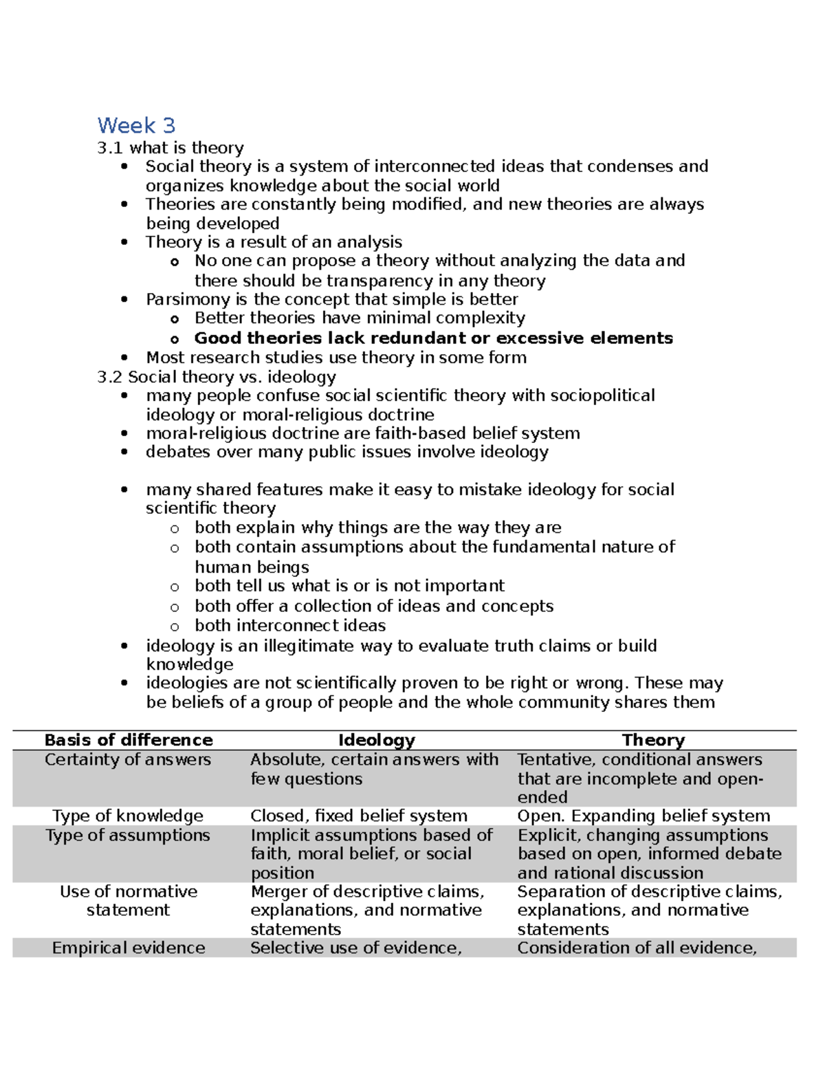 week 3 // chapter 4 notes - Week 3 3 what is theory Social theory is a ...