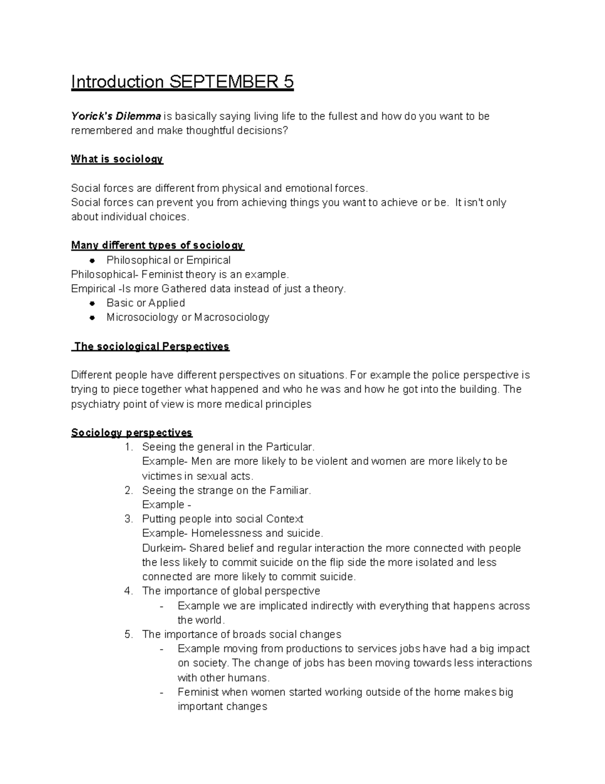 Sociology 100 - Not complete notes not the best use at your own ...