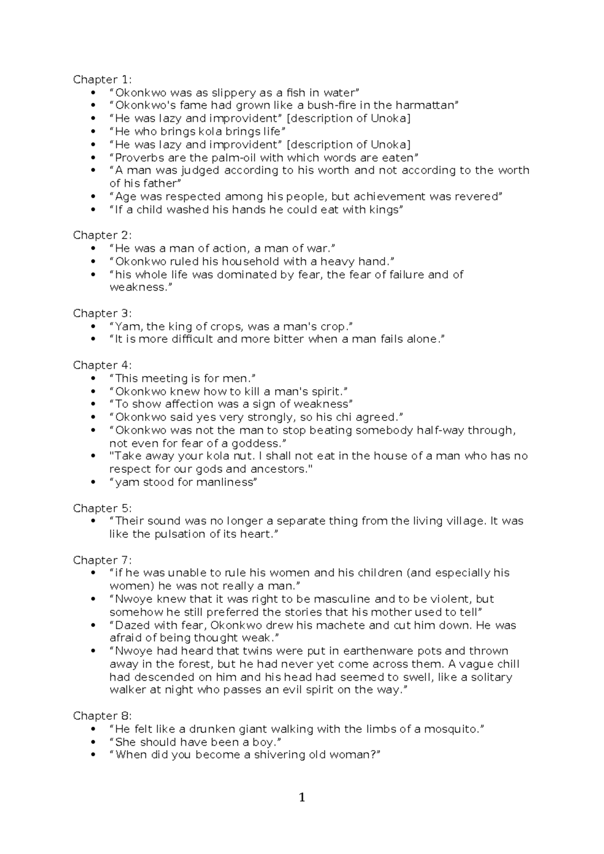 Things Fall Apart - Quotations - Chapter 1: “Okonkwo was as slippery as ...