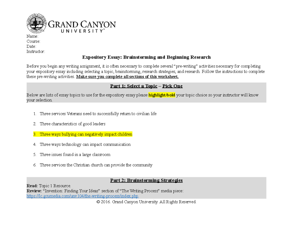 UNV-104-RS-T1-Brainstorming and Beginning Research Worksheet alexis ...