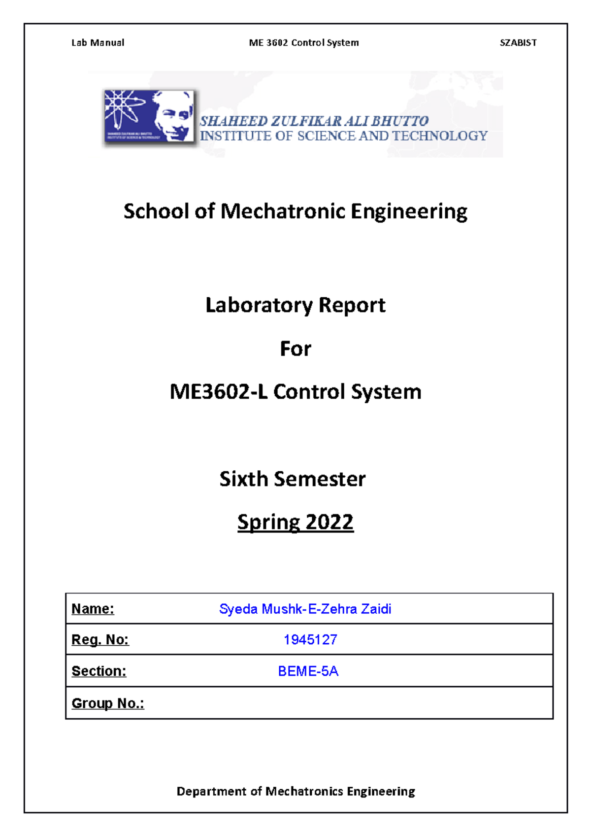 Experiment 1A - School of Mechatronic Engineering Laboratory Report For ...