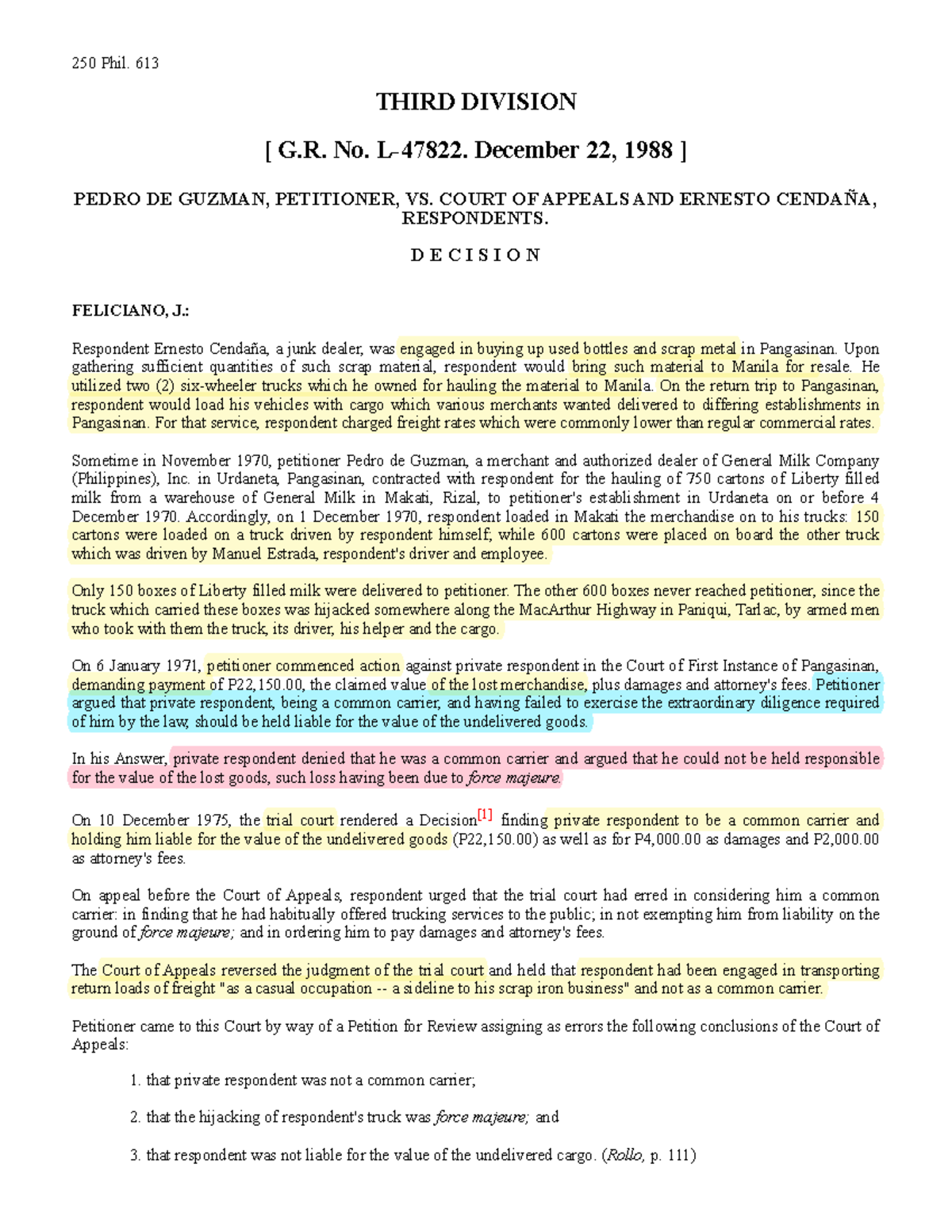 (1) De Guzman vs. CA - this is an escra case - 250 Phil. 613 THIRD ...