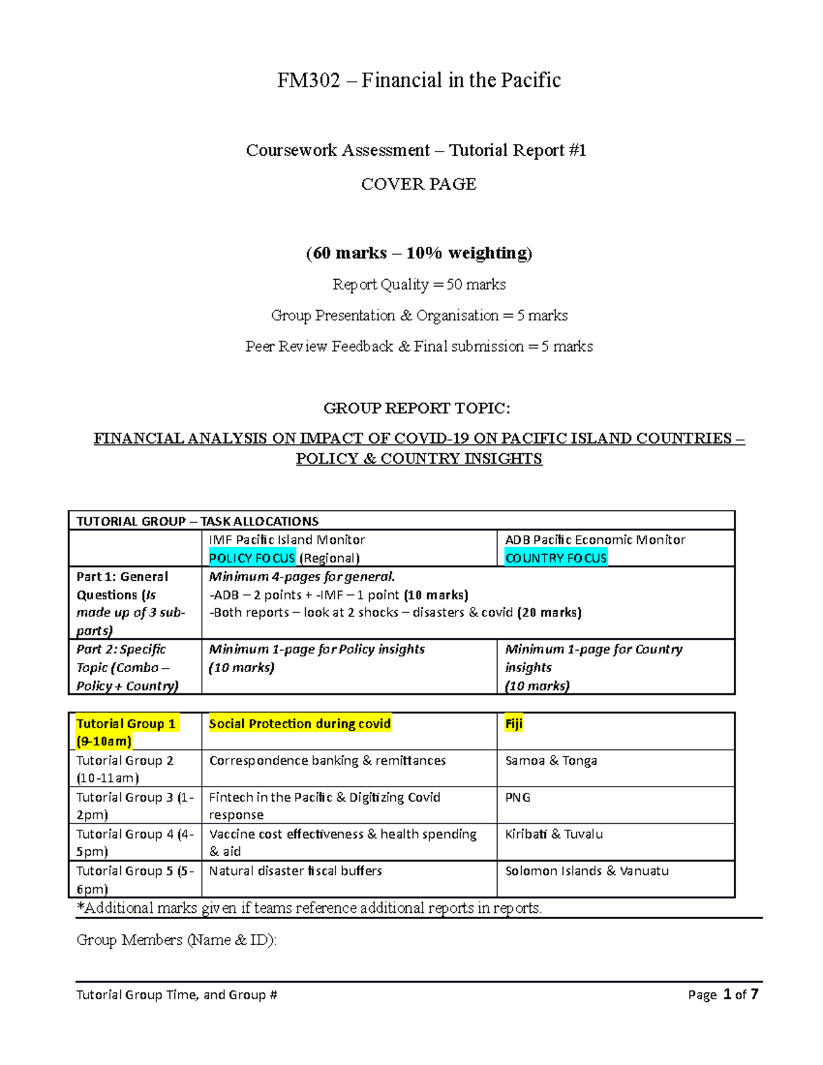 FM302 Report#1 Financial Report Template 27.8.21 TUT GRPX - FM302 ...