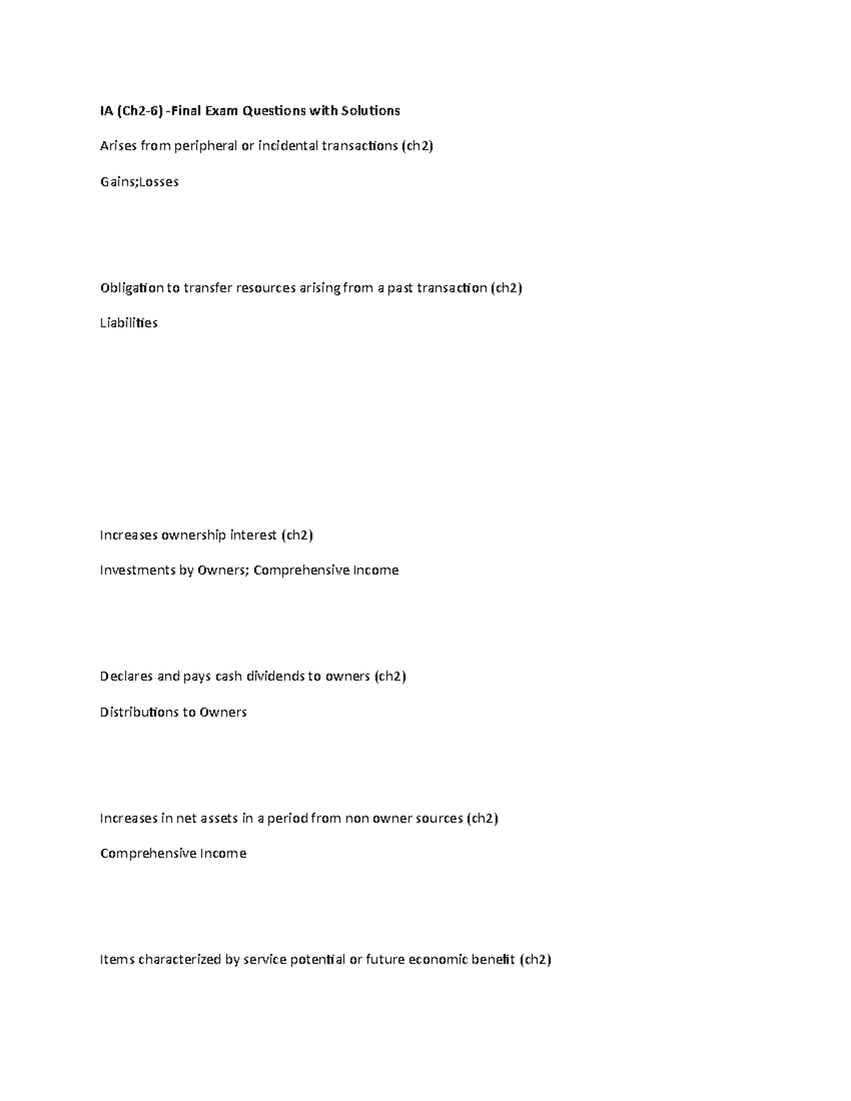 IA (Ch2-6) -Final Exam Questions with Solutions - IA (Ch2-6) -Final ...