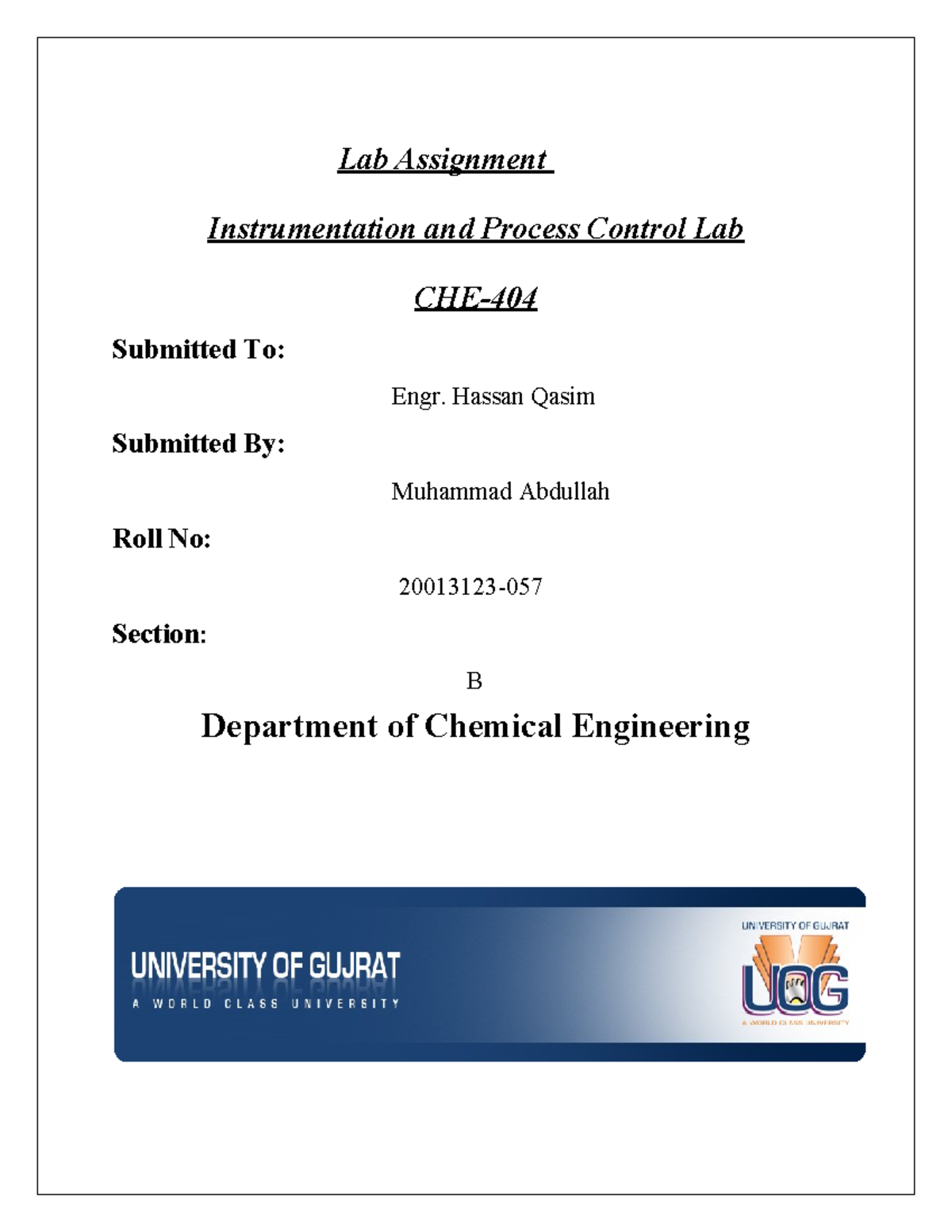 Lab assign - Its helps in IPC course - Lab Assignment Instrumentation ...