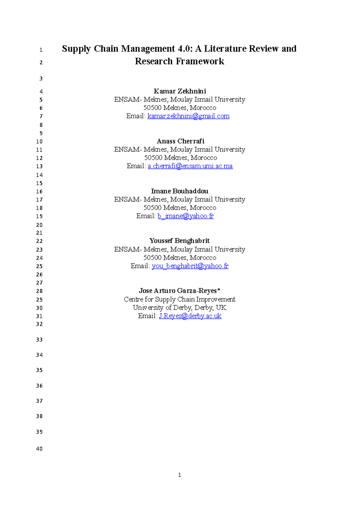 BAIJ Paper - Revision 1 - Check - Supply Chain Management 4: A ...