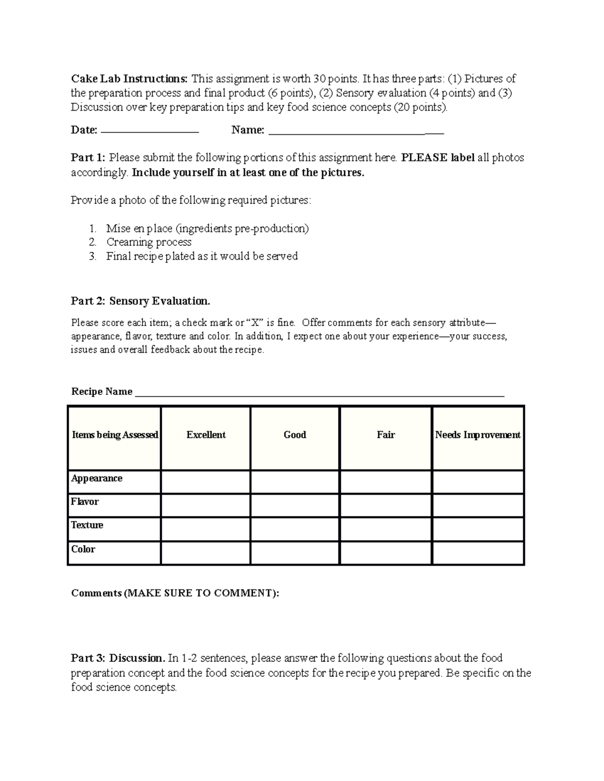 Cake OR Cookies Lab report S21 - Cake Lab Instructions: This assignment ...