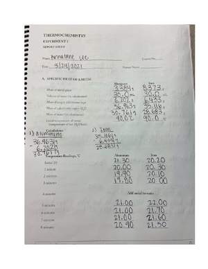Experiment 5 Lab Report - CH 131L - Studocu