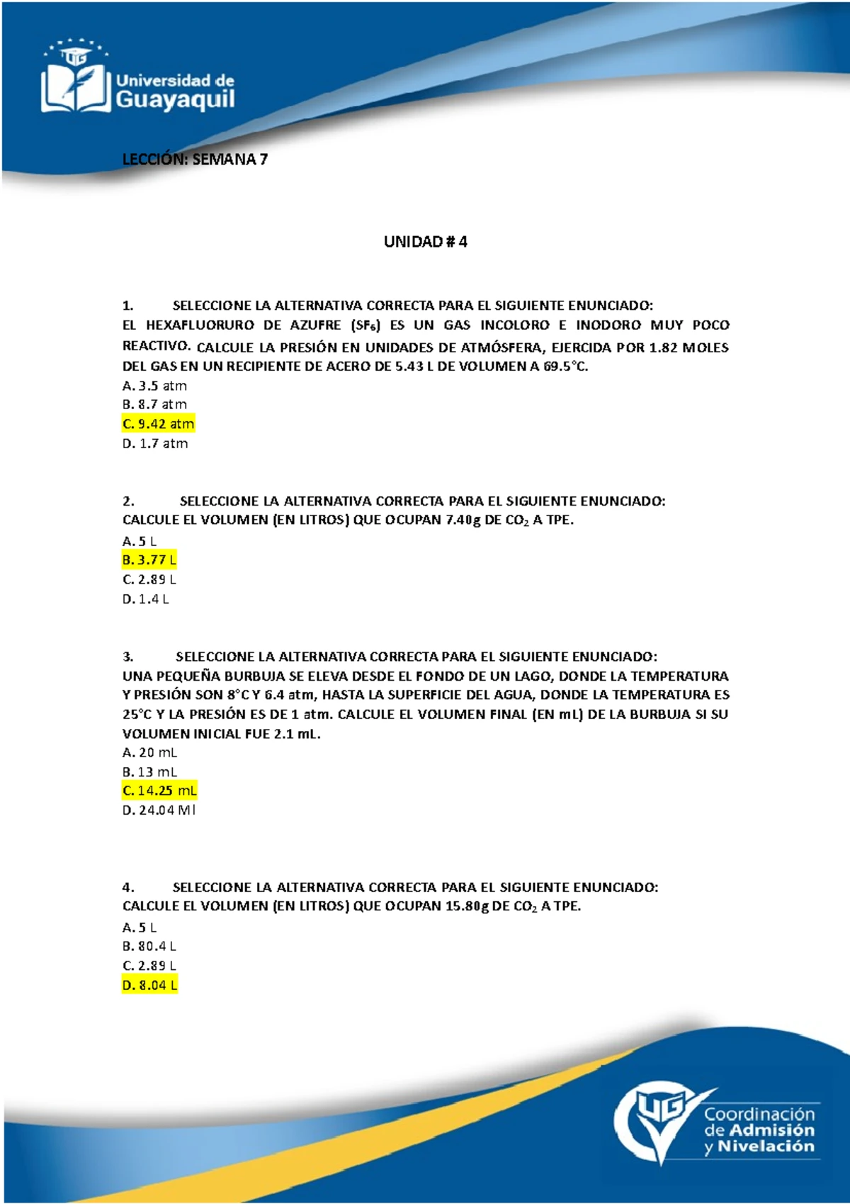 Leccion 7 Quimica - lección nivelación semana 7 - LECCIÓN: SEMANA 7 ...