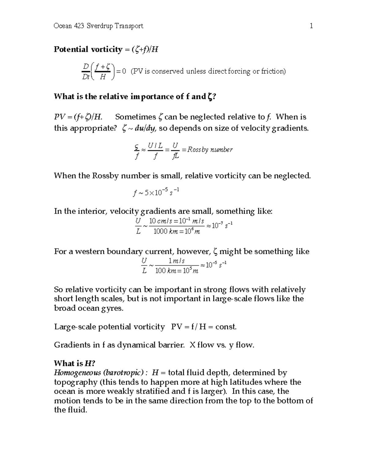 Lecture 5 - THIS IS THE GOOD COURSE CONTENT - Potential vorticity ...