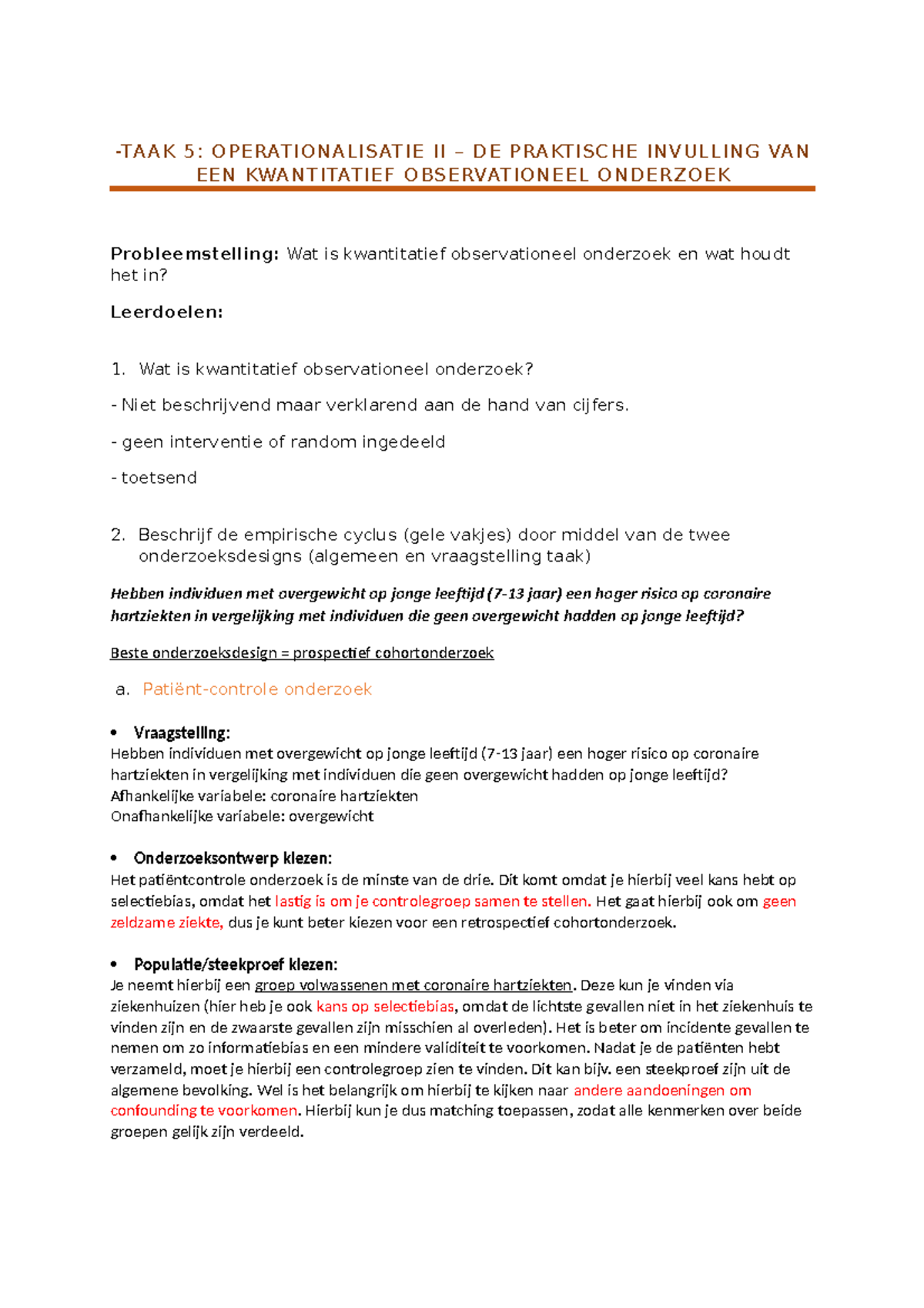 Taak 5 - blok 3 prob 5 -TAAK 5: OPERATIONALISATIE II – DE PRAKTISCHE ...