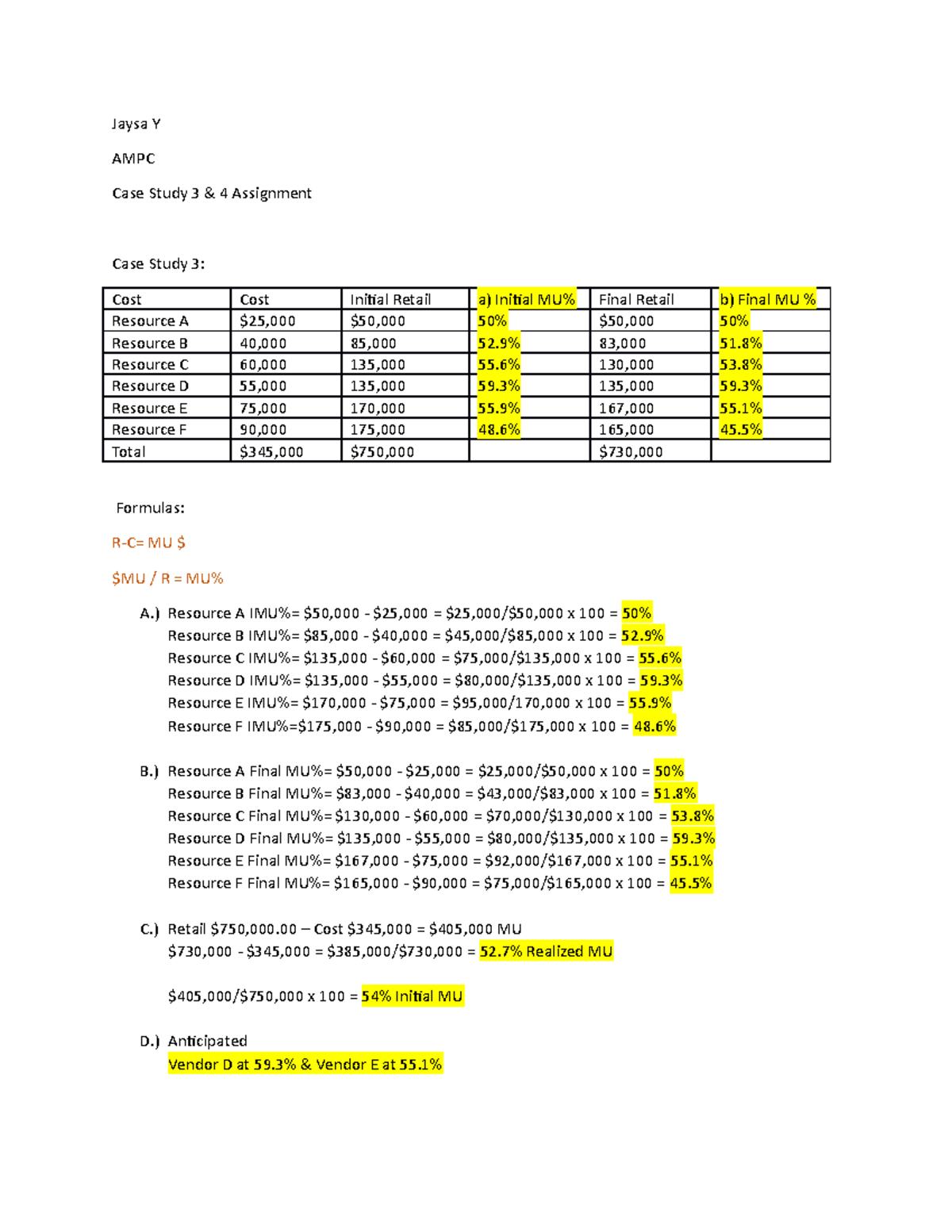 Textbook Case Study 3 & 4 Assignment - Jaysa Y AMPC Case Study 3 & 4 ...