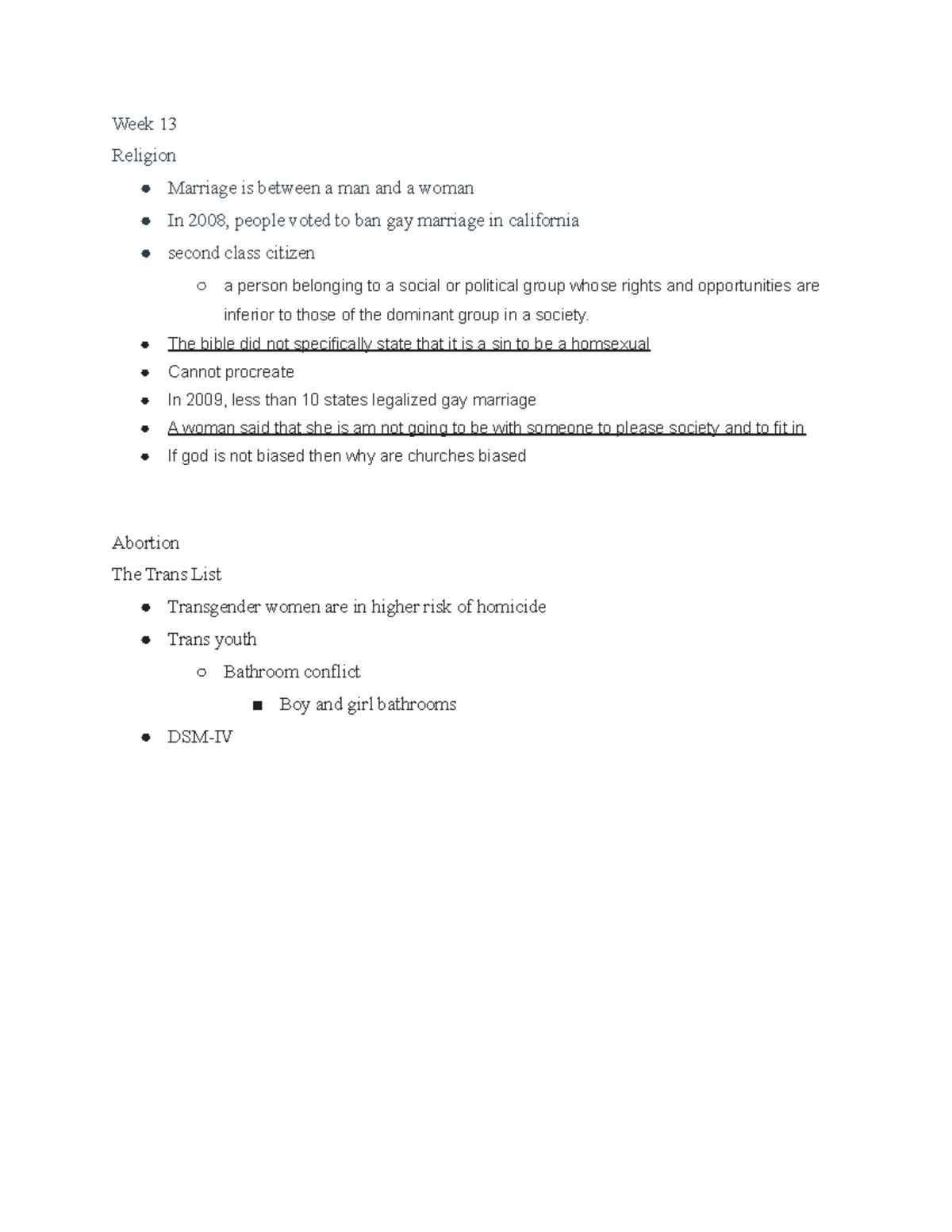 SW 4860 week 13 - Professor: Mark Abelson - Week 13 Religion Marriage ...