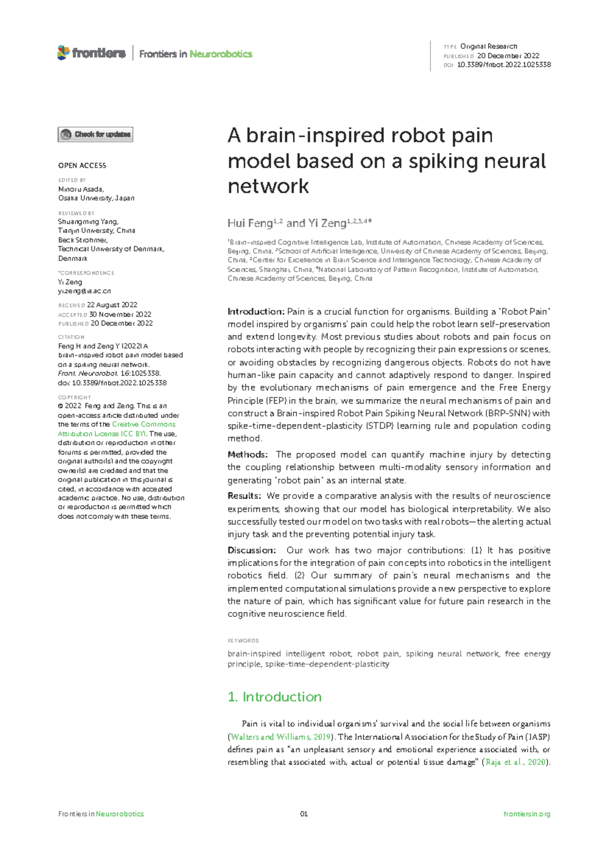 Robot Pain - TYPE Original Research PUBLISHED 20 December 2022 DOI 10. ...