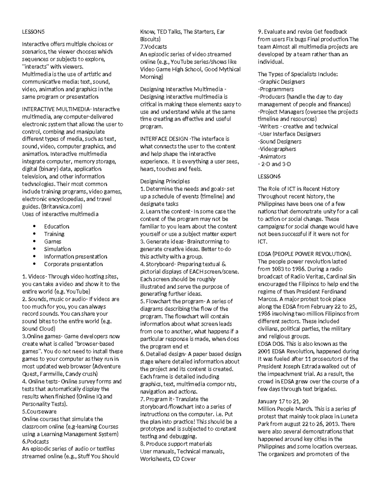 empo tech lesson 5-8 - LESSON Interactive offers multiple choices or ...