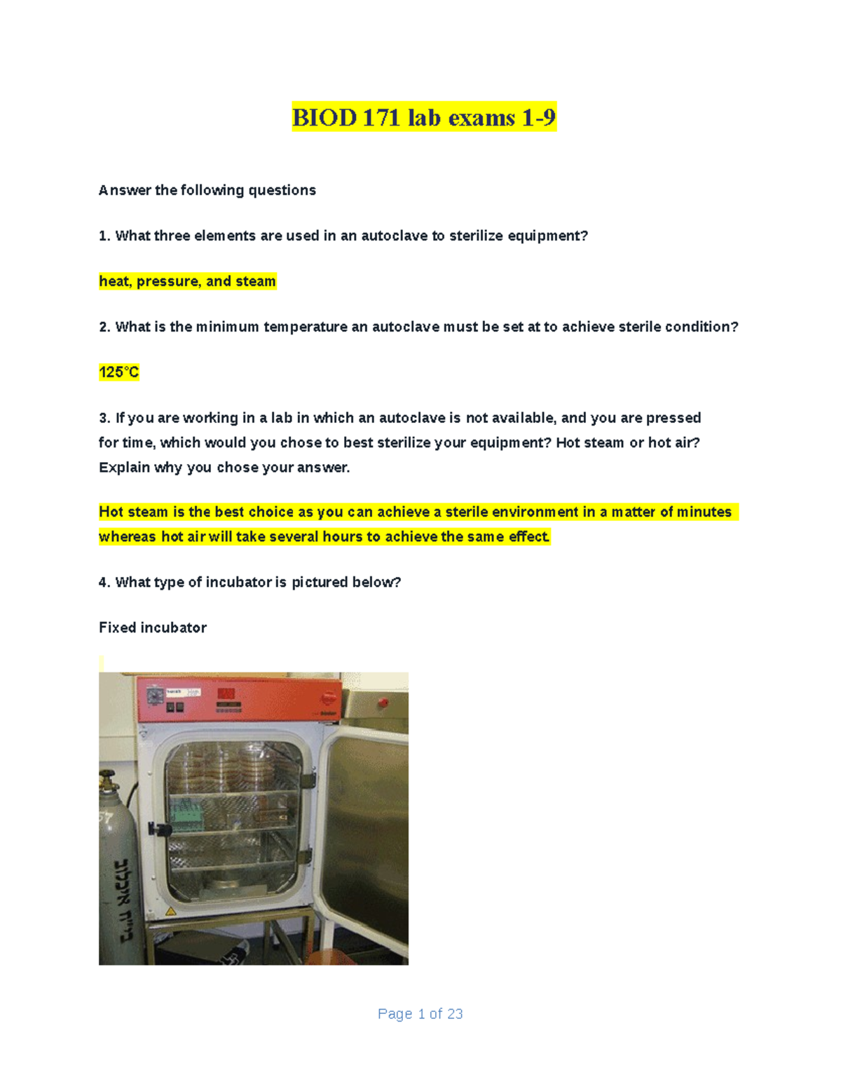 Lab exams 1 9 - BIOD 171 lab exams 1- Answer the following questions What three elements are ...