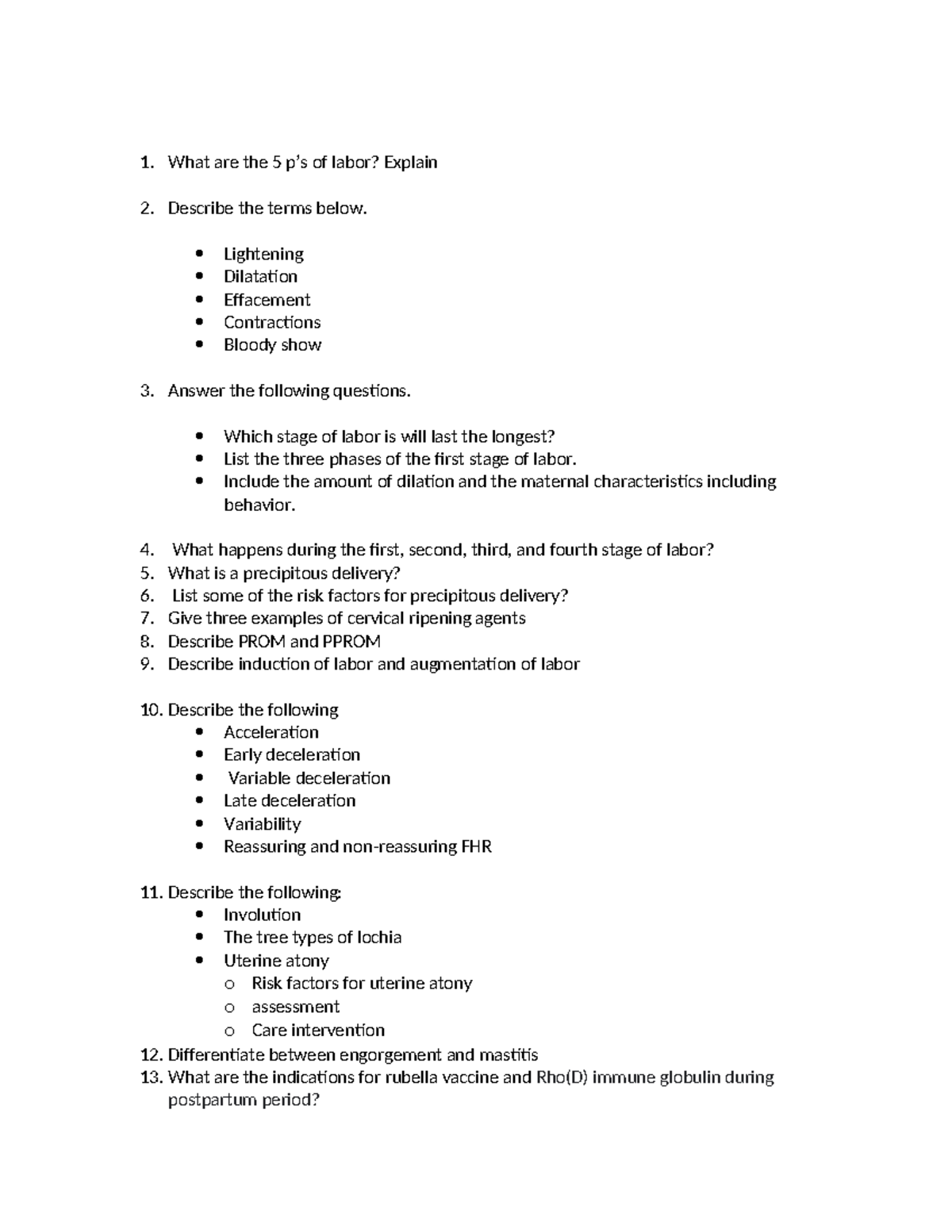 NSG 210 CBC Reproction worksheet #2-2 - What are the 5 p’s of labor ...