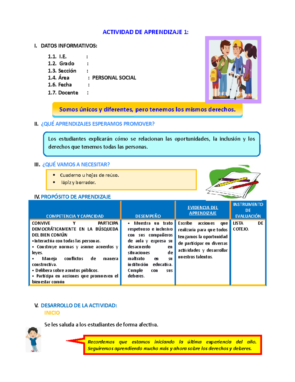 D6 PS - Somos únicos y diferentes, pero tenemos los mismos derechos ...
