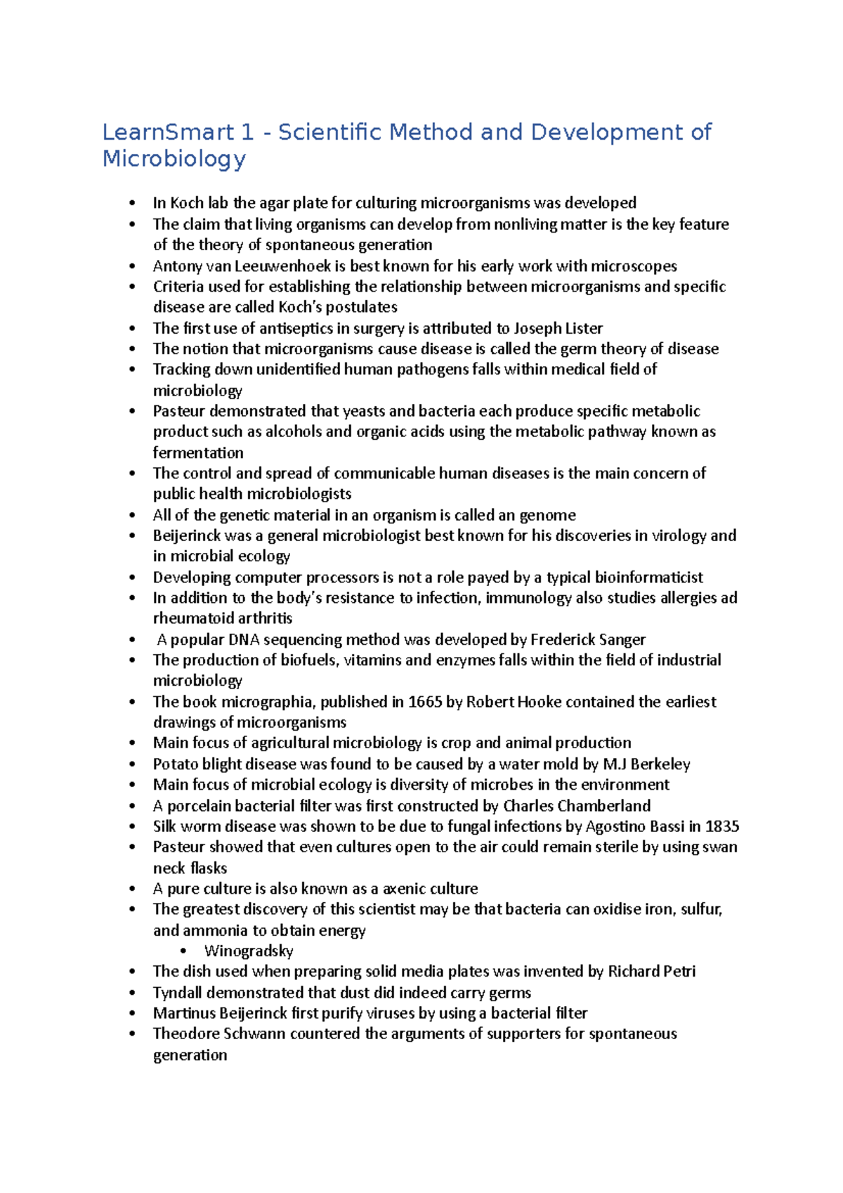 Microbiology 1 Notes - LearnSmart 1 - Scientific Method and Development ...